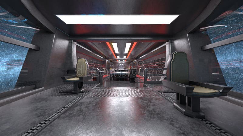 3D Rendering of the Inside the Spaceship Control Room Stock ...
