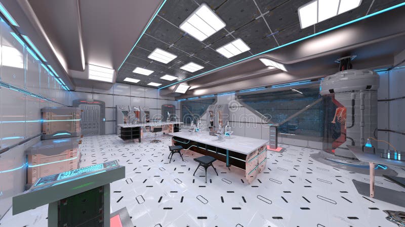 3D Rendering of the Inspection Room in the Spacecraft Stock Illustration - Illustration of ...