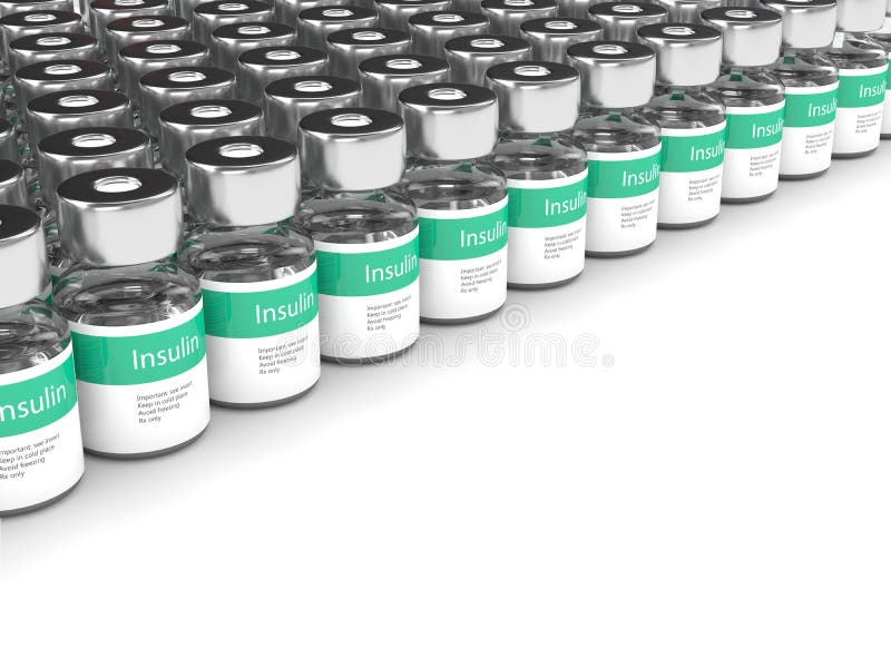 3d Rendering of Insulin Vials and Syringe Isolated Over White Stock ...