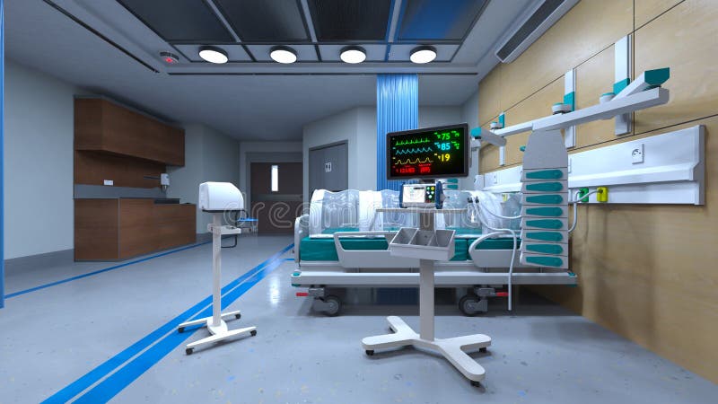 3D Rendering of the Intensive Care Unit Stock Illustration ...