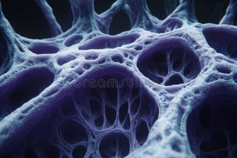 A 3D Rendering of Interconnected Cells in Purple and White Viewed Under ...