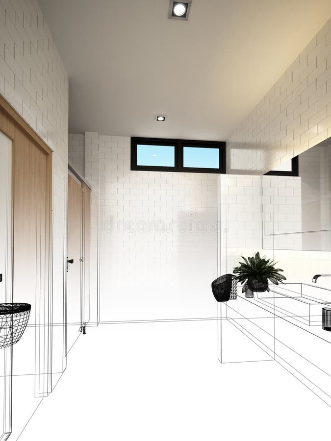 3d Rendering of Interior Bathroom Stock Illustration - Illustration of ...