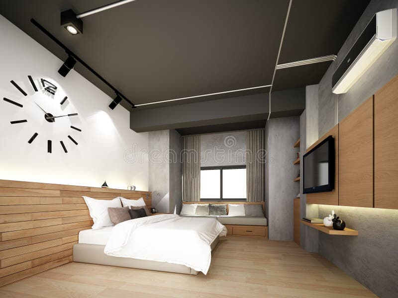 3d Rendering of Interior Bedroom Stock Illustration - Illustration of ...