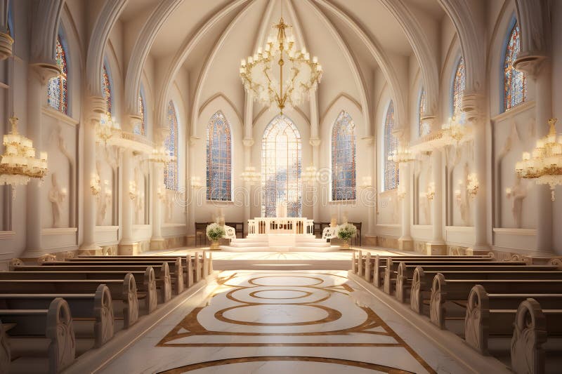 3d Rendering of the Interior of a Church with a White Ceiling - Ai ...