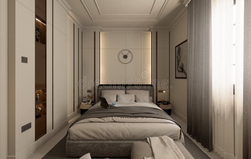 3D Rendering Interior Design of Luxury Hotel Room Stock Illustration ...