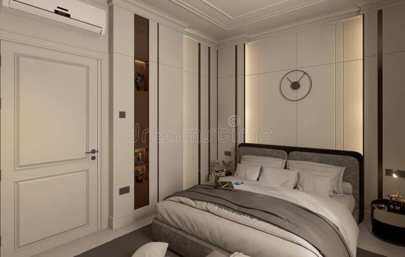 3d Rendering Interior Design of Luxury Hotel Room Stock Illustration ...