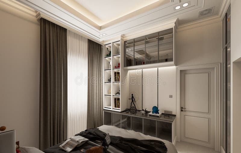 3d Rendering Interior Design of Luxury Hotel Room Stock Illustration ...