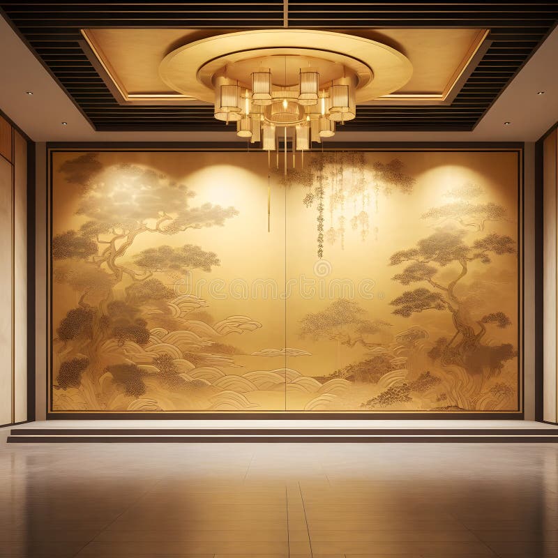 3d Rendering Interior Design of Modern Luxury Hotel Lobby with Gold ...