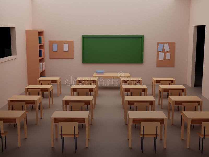 3D Rendering of the Interior of an Empty Classroom at a School Stock ...