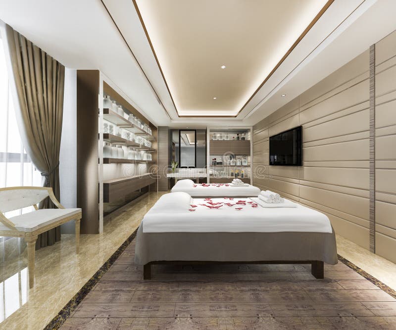 3d Rendering Spa and Massage Wellness in Hotel Suite Stock Illustration ...