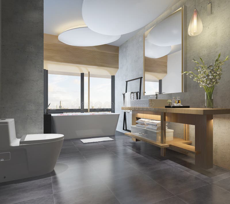 3d Rendering Luxury Modern Design Bathroom and Toilet Stock ...