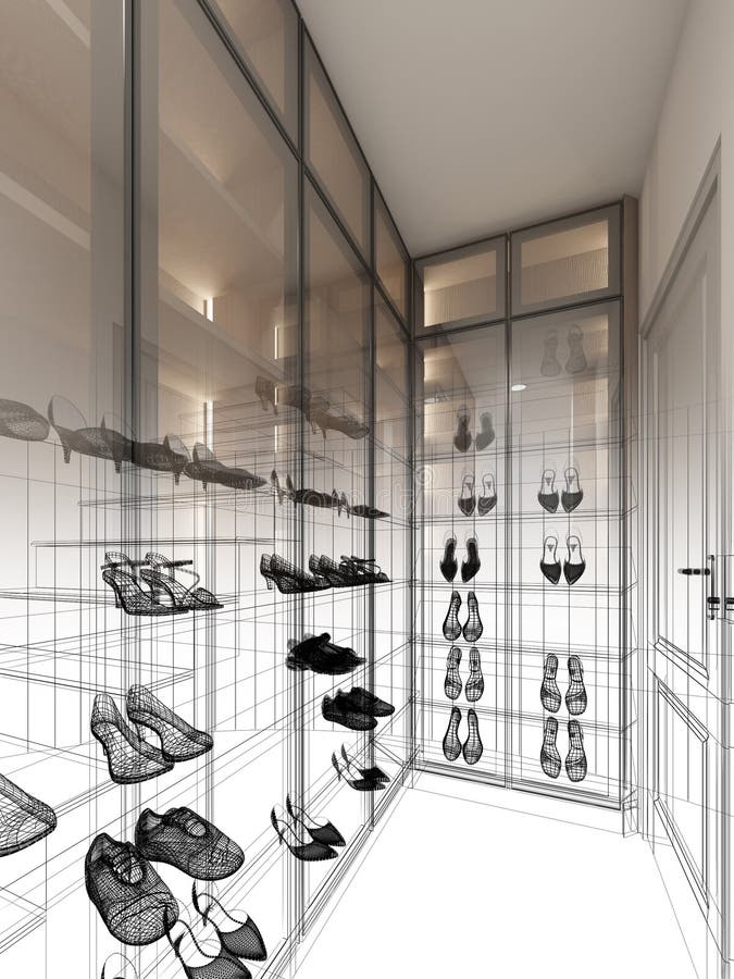 3d rendering of shoe room stock illustration. Illustration of room ...