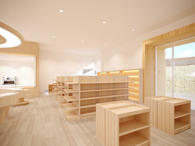 3d Rendering of Interior Supermarket Stock Illustration - Illustration ...