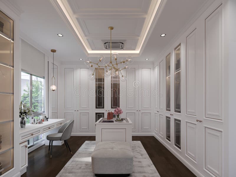 3d Rendering of Interior Walk-in Closet Room Stock Illustration ...