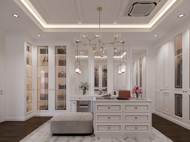 3d Rendering of Interior Walk-in Closet Room Stock Illustration ...