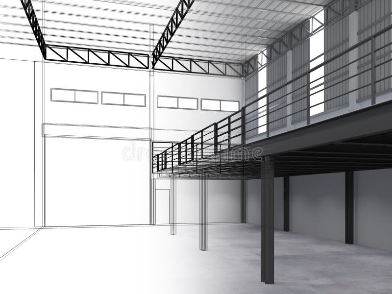 3d Rendering of Interior Warehouse Stock Illustration - Illustration of ...