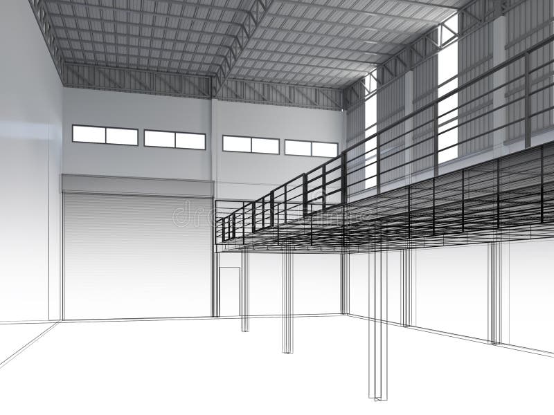 3d Rendering of Interior Warehouse Stock Illustration - Illustration of rendering, factory ...