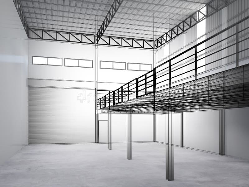 3d Rendering of Interior Warehouse Stock Illustration - Illustration of ...