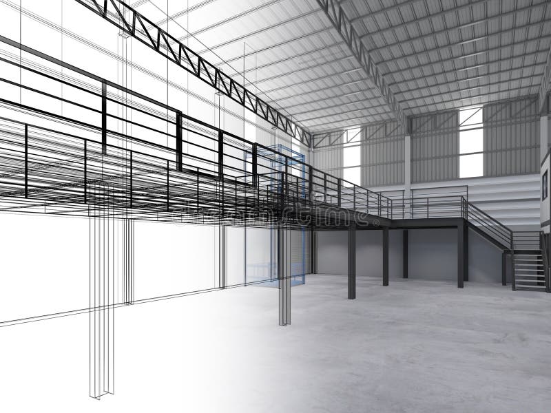 3d Rendering of Interior Warehouse Stock Illustration - Illustration of ...