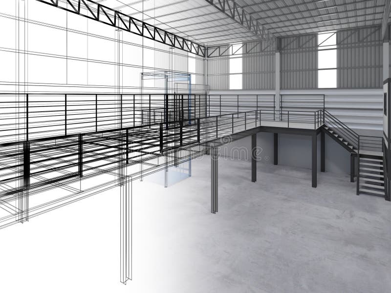 3d Rendering of Interior Warehouse Stock Illustration - Illustration of ...