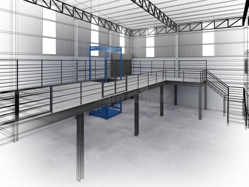 3d Rendering of Interior Warehouse Stock Illustration - Illustration of ...