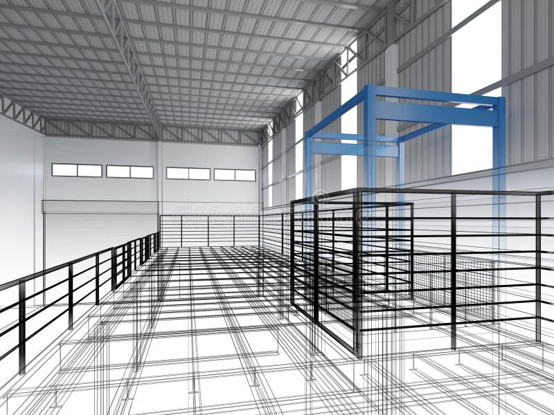 3d Rendering of Interior Warehouse Stock Illustration - Illustration of ...