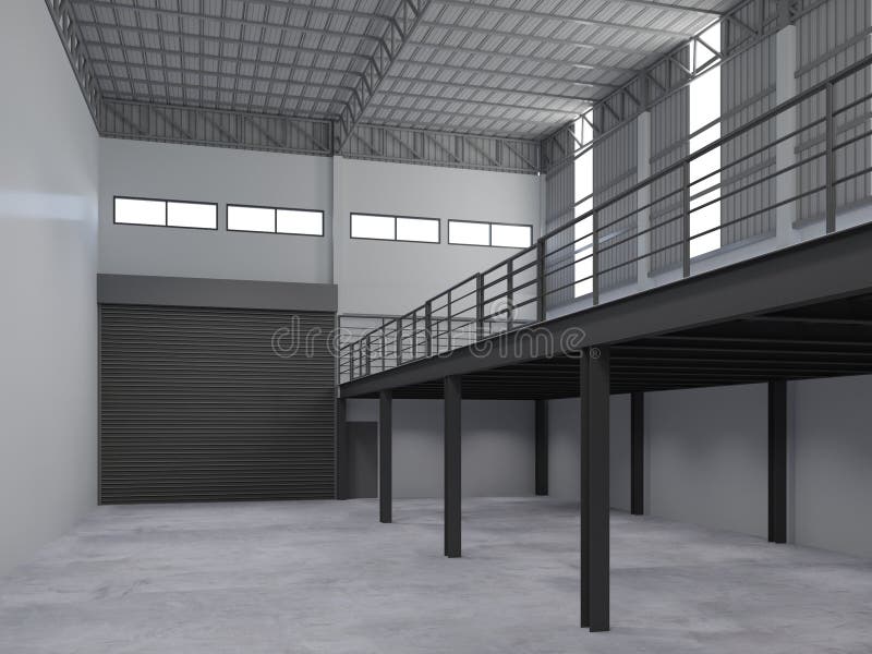 3d Rendering of Interior Warehouse Stock Illustration - Illustration of ...