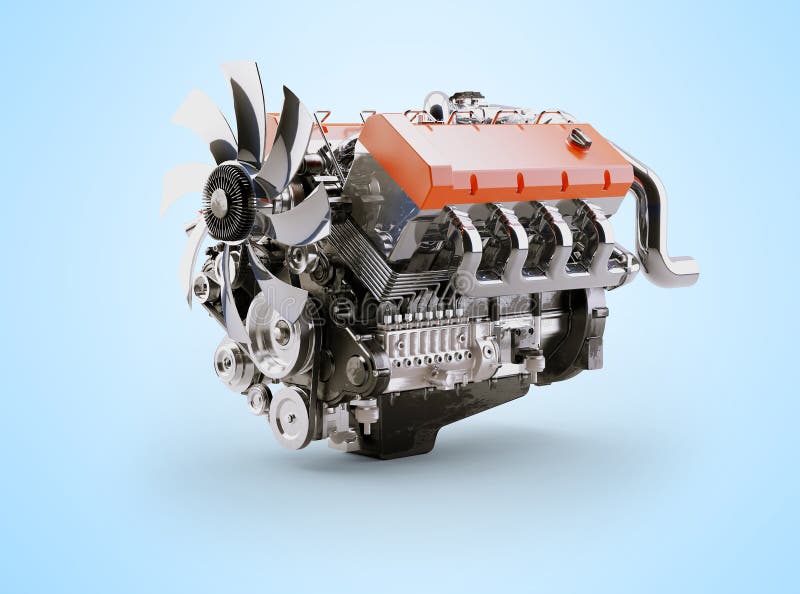 3d Rendering of an Internal Combustion Engine. Engine Parts, Crankshaft ...