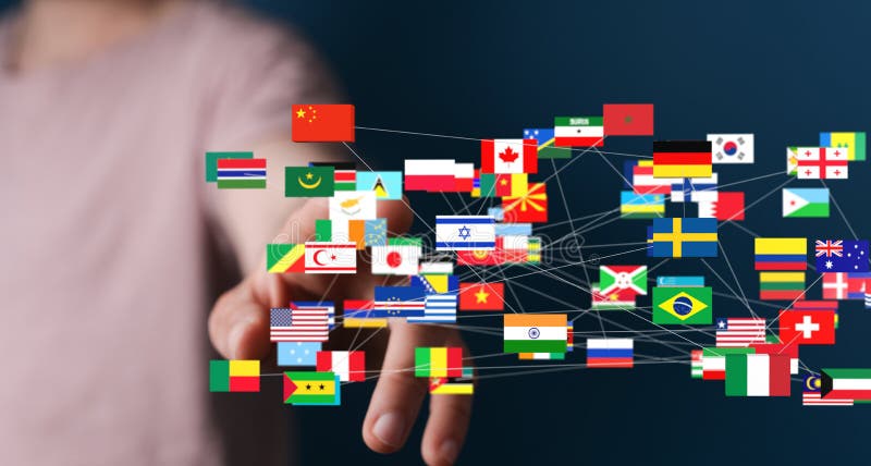 3D Rendering of International Flags of Various Countries Stock ...