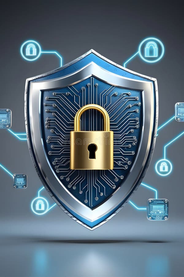 3D Rendering of an Internet Security Badge with Circuitry Design and ...