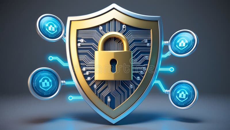 3D Rendering of an Internet Security Badge with Circuitry Design and ...