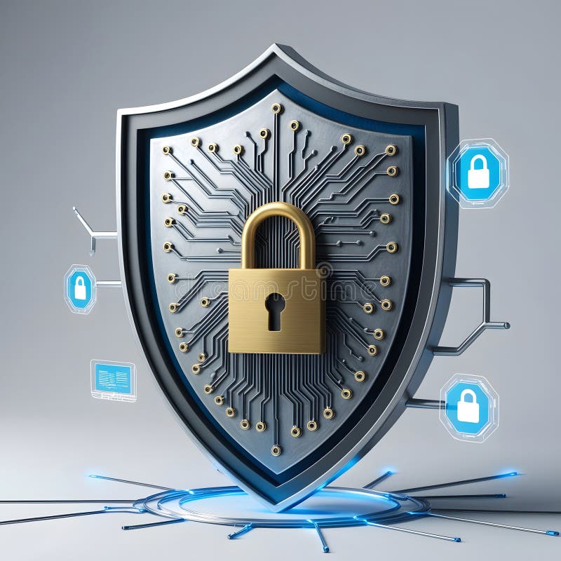 3D Rendering of an Internet Security Badge with Circuitry Design and ...