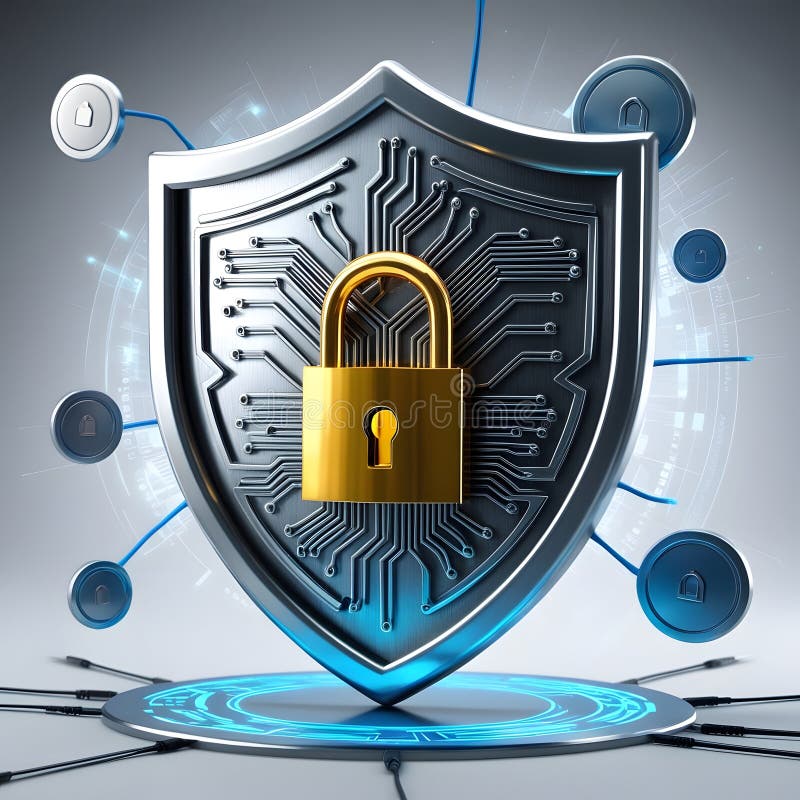 3D Rendering of an Internet Security Badge with Circuitry Design and ...