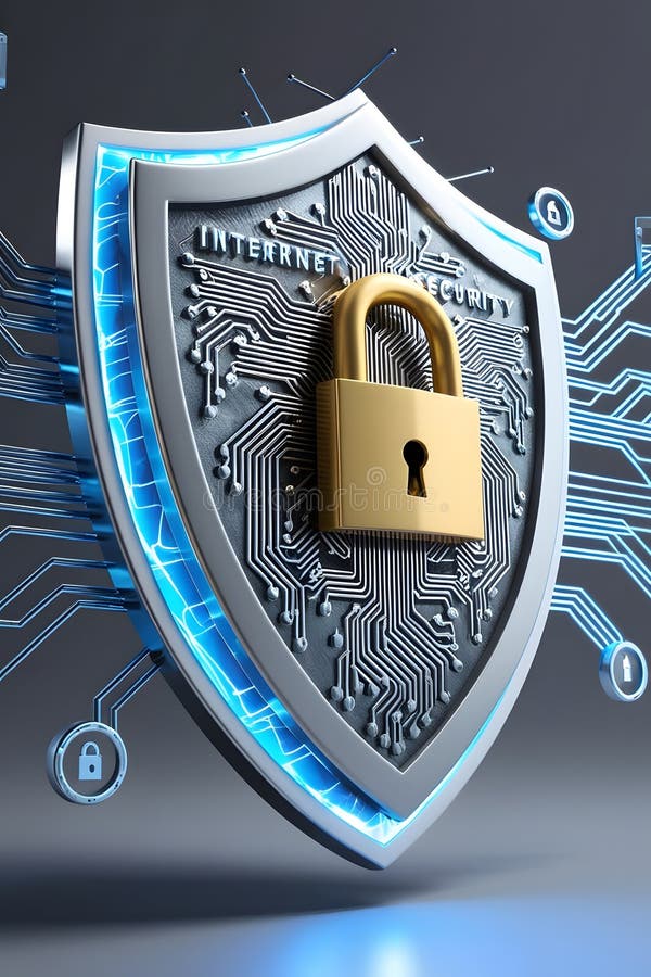 3D Rendering of an Internet Security Badge with Circuitry Design and ...