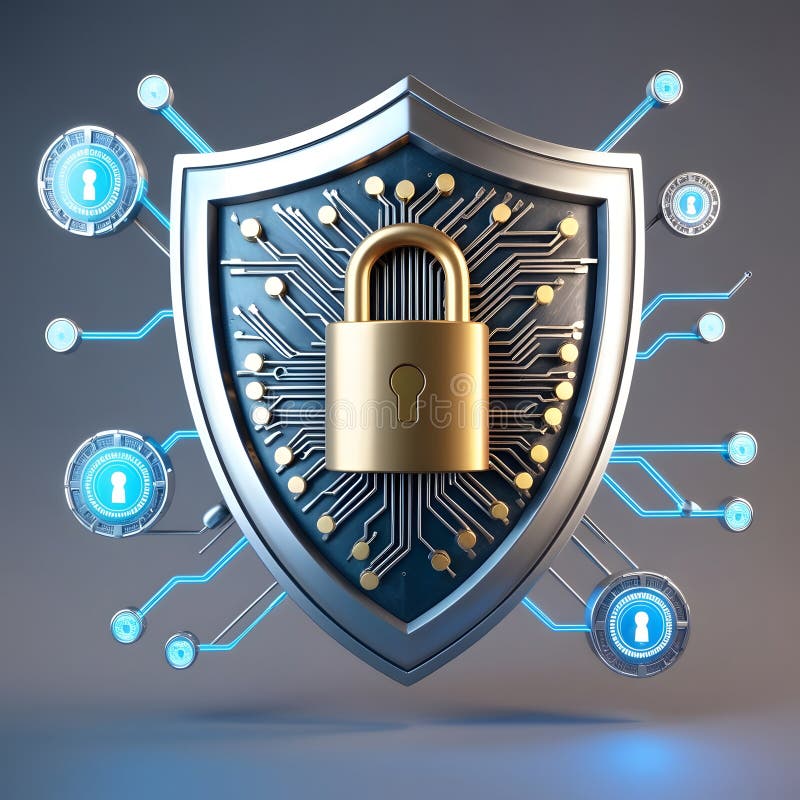 3D Rendering of an Internet Security Badge with Circuitry Design and ...