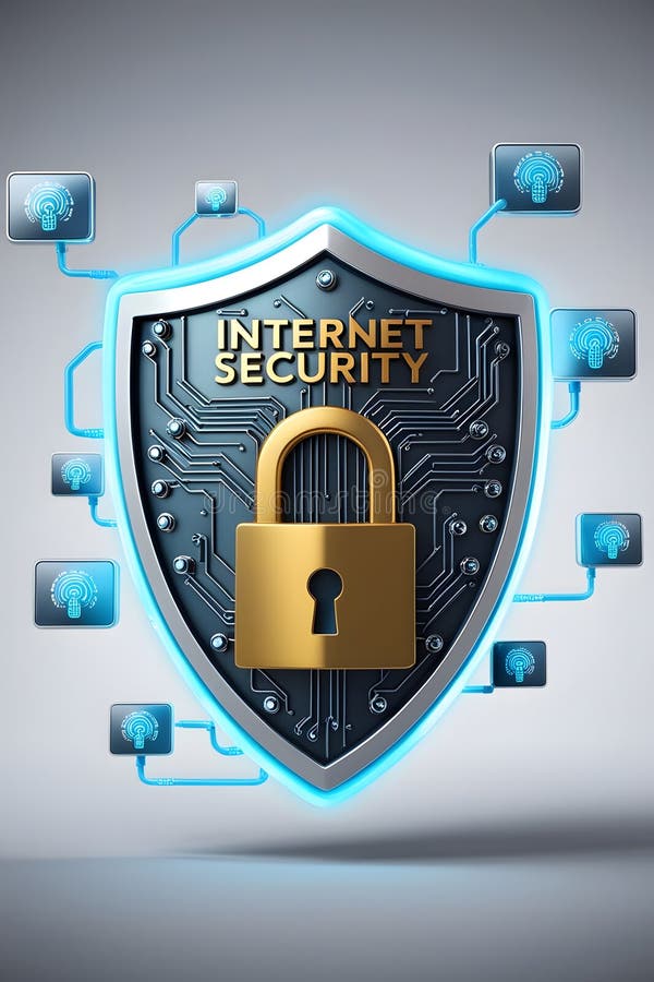 3D Rendering of an Internet Security Badge with Circuitry Design and ...