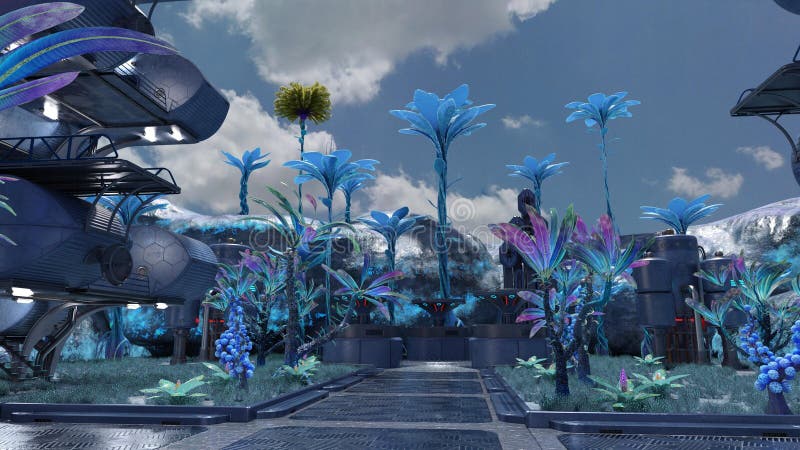 3D-illustration of an Alien City Somewhere in the Universe Stock ...