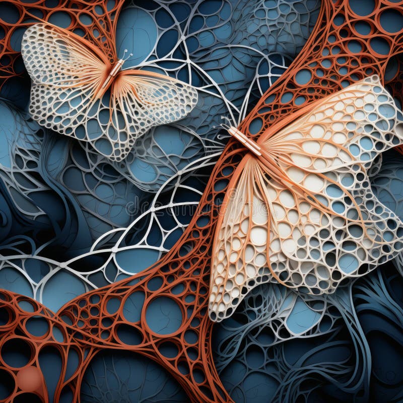 3d Rendering of Intricate Butterfly Patterns on Fabric Stock ...