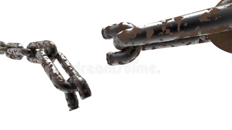3d Rendering of Iron Chain Broken Isolated with White Stock ...