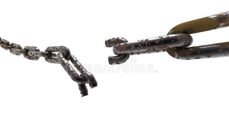 3d Rendering of Iron Chain Broken Isolated with White Stock ...