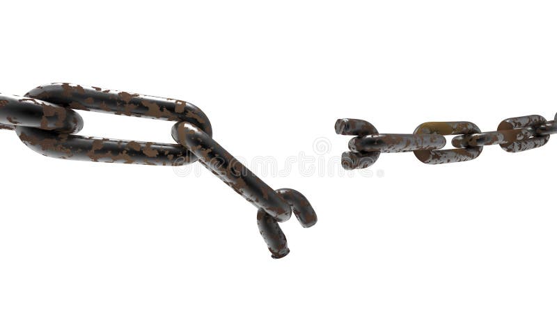 3d Rendering of Iron Chain Broken Isolated with White Stock ...