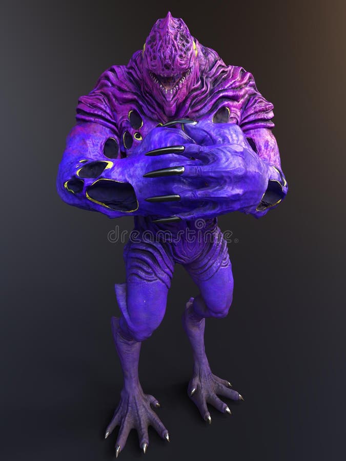 3D-illustration of an Isolated Dangerous Alien Very Strong with Razor ...