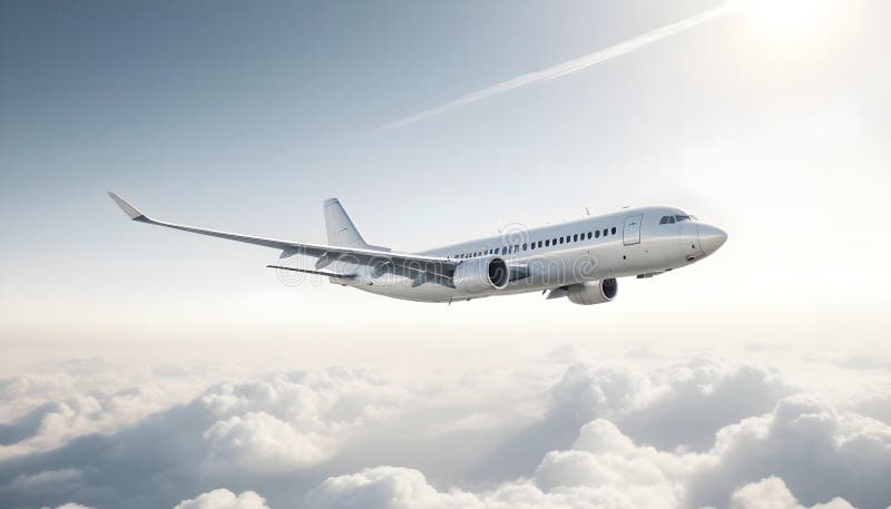 3D Rendering of an Isolated Flying Plane Stock Illustration ...