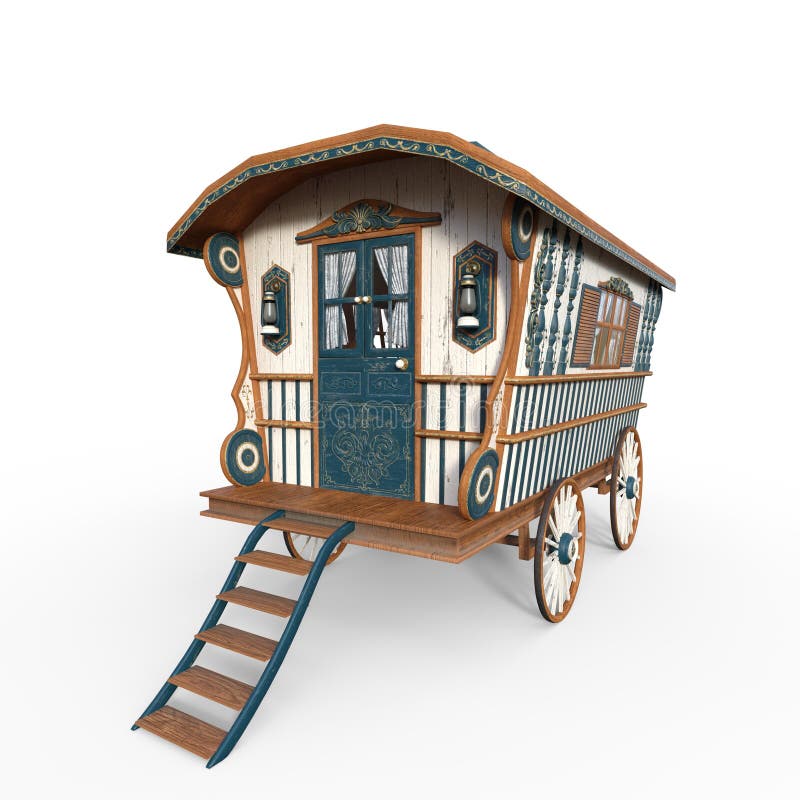 3D-illustration of a Old Fashioned Waggon Over White Stock Illustration ...