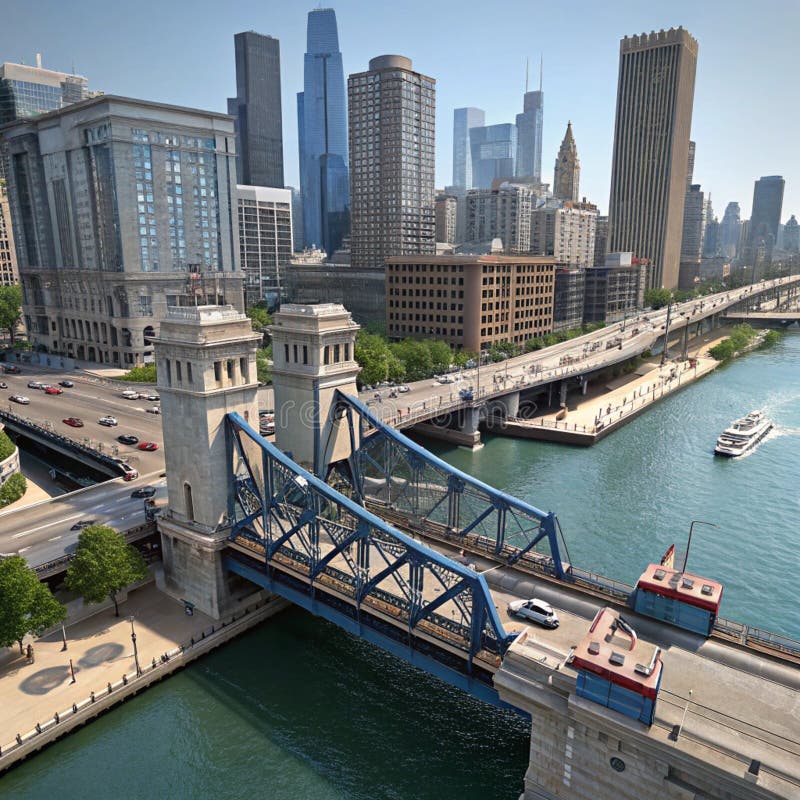 3D Rendering of Isometric Chicago Bridge Stock Illustration ...