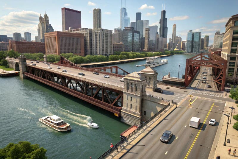 3D Rendering of Isometric Chicago Bridge Stock Illustration ...
