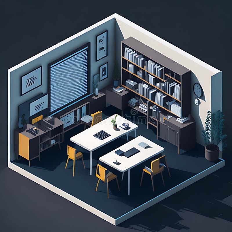3d Rendering of Isometric Illustration of Office. Generative AI Stock ...