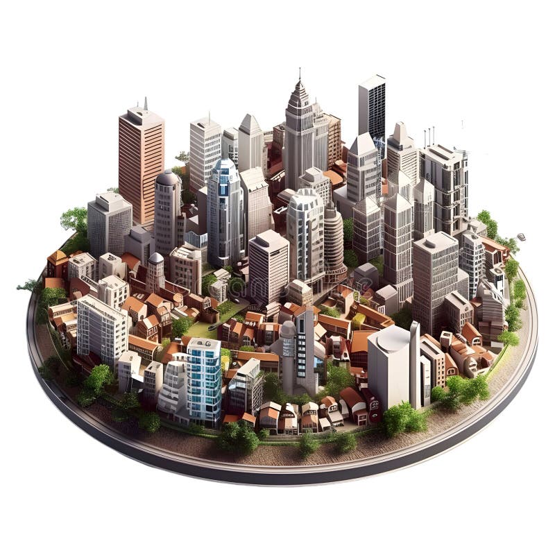 3D Rendering of a Isometric Modern City on Transparent Background - Ai ...