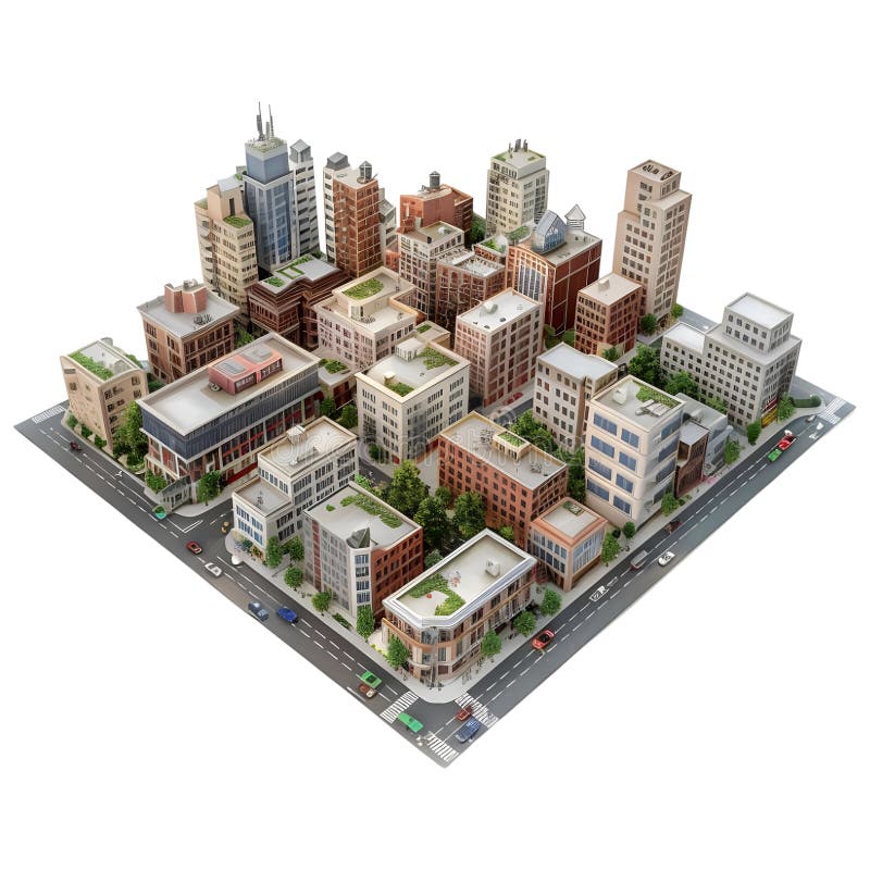 3D Rendering of a Isometric Modern City on Transparent Background - Ai ...