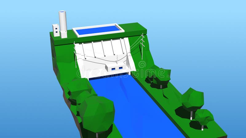 3d Rendering of Isometric View Low Poly Green Energy Concept. Stock ...